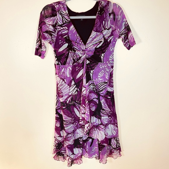 Karen Kane | Dresses | Karen Kane Purple Floral Print Dress Womens ...
